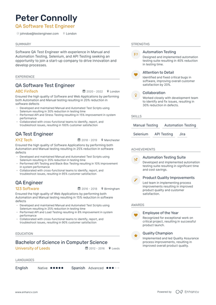 5 Software QA Engineer Resume Examples & Guide for 2023