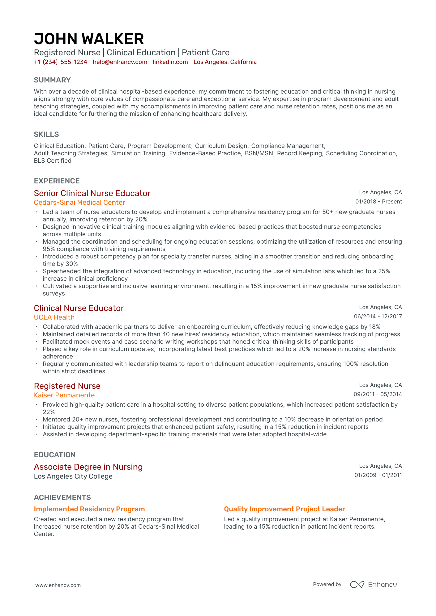 5 Nurse Educator Resume Examples & Guide for 2025