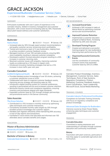 15 Budtender Resume Examples & Guide for 2026