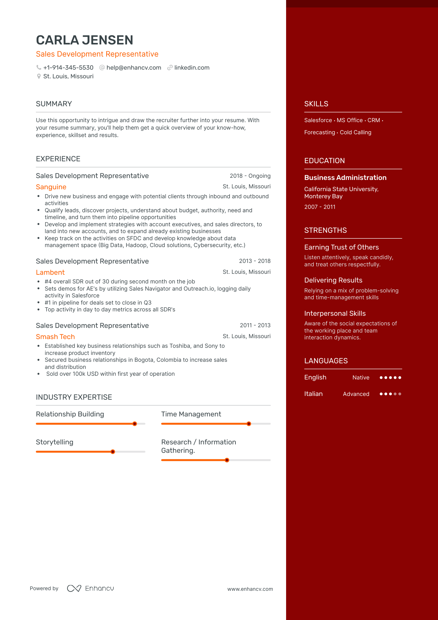 Sales Development Representative Resume Examples & Guide for 2023 ...