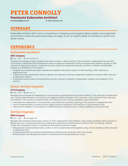 5 Kubernetes Resume Examples & Guide for 2023