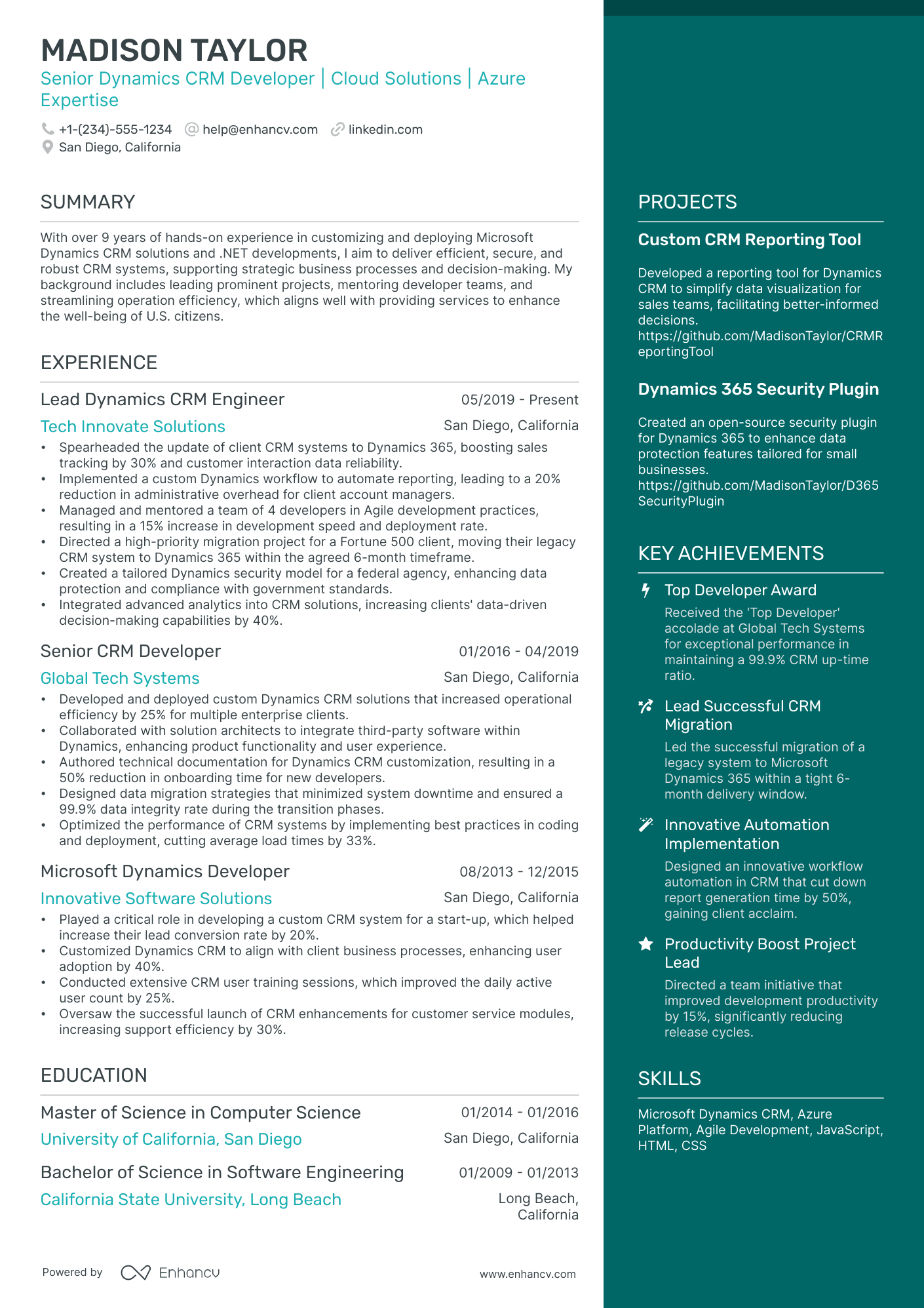 10 CRM Developer Resume Examples & Guide for 2025