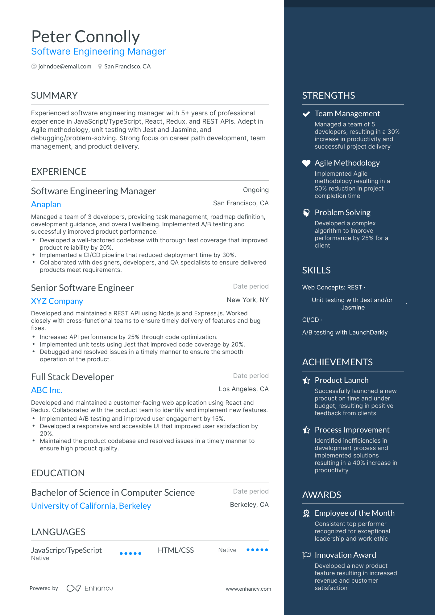 5 Software Engineering Manager Resume Examples & Guide for 2024