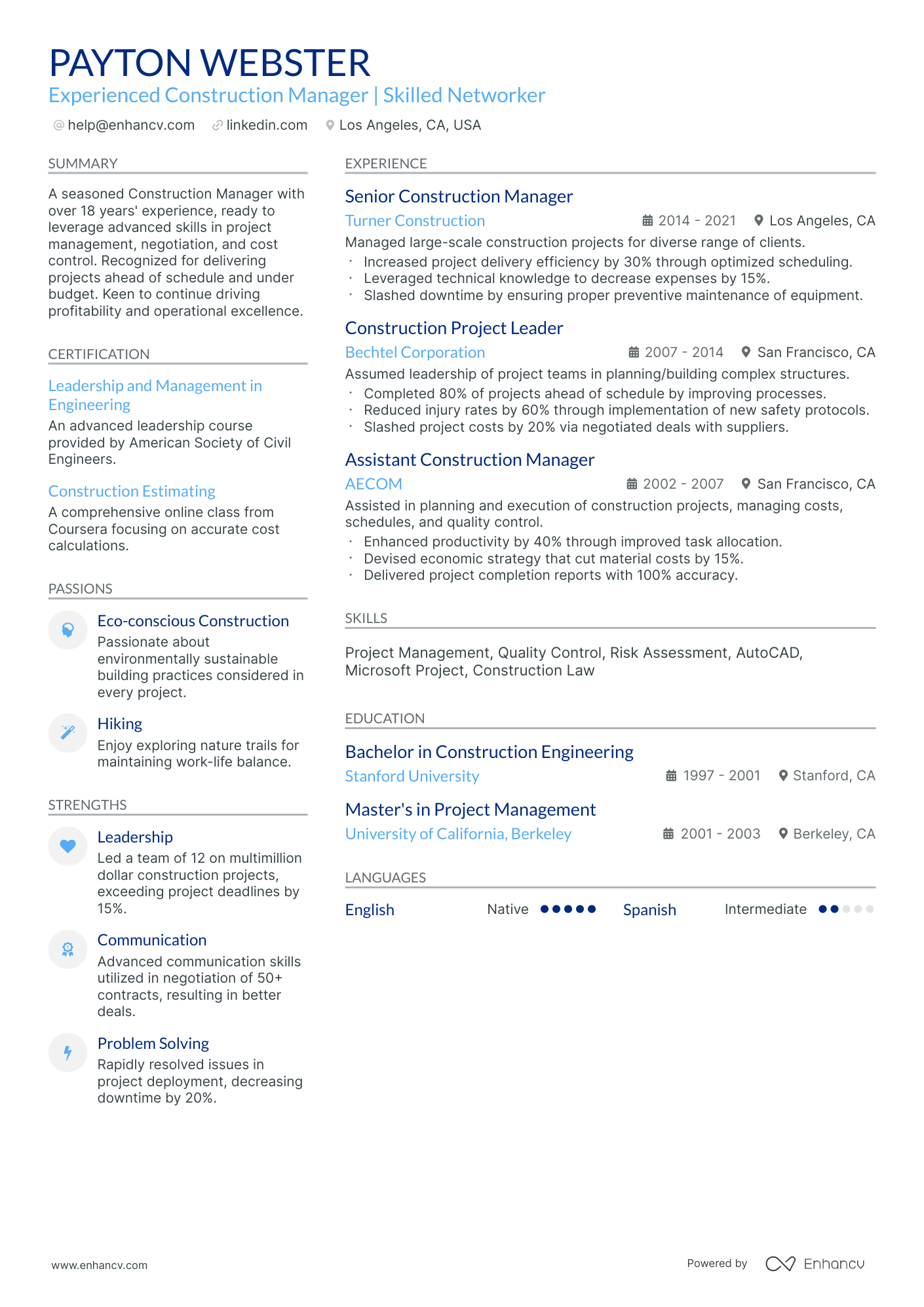 10 Construction Business Owner Resume Examples & Guide for 2026