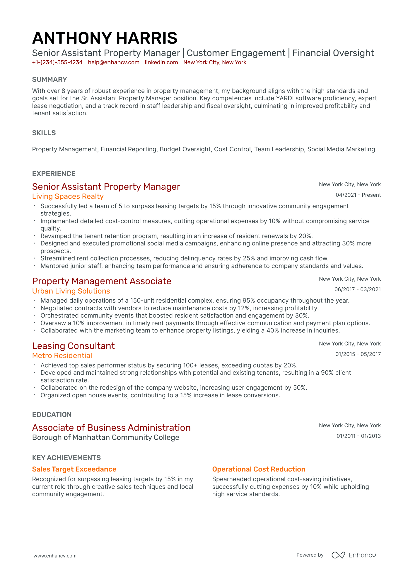 10 Assistant Property Manager Resume Examples - March 2025