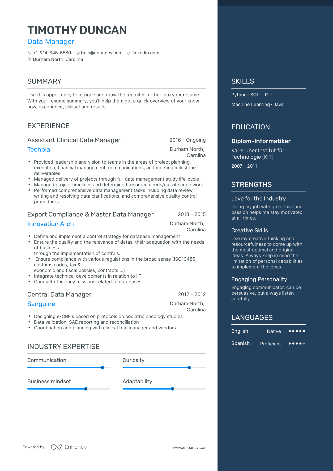 Data Manager Resume Examples & Guide for 2023 (Layout, Skills, Keywords ...
