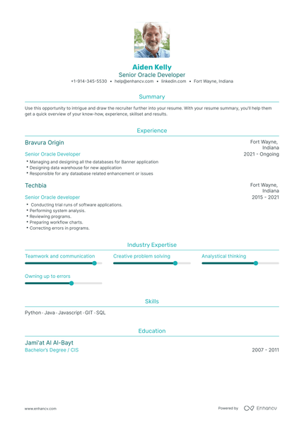 Senior Oracle Developer Resume Examples & Guide for 2023 (Layout ...