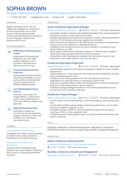 10 Healthcare Operations Manager Resume Examples & Guide for 2026
