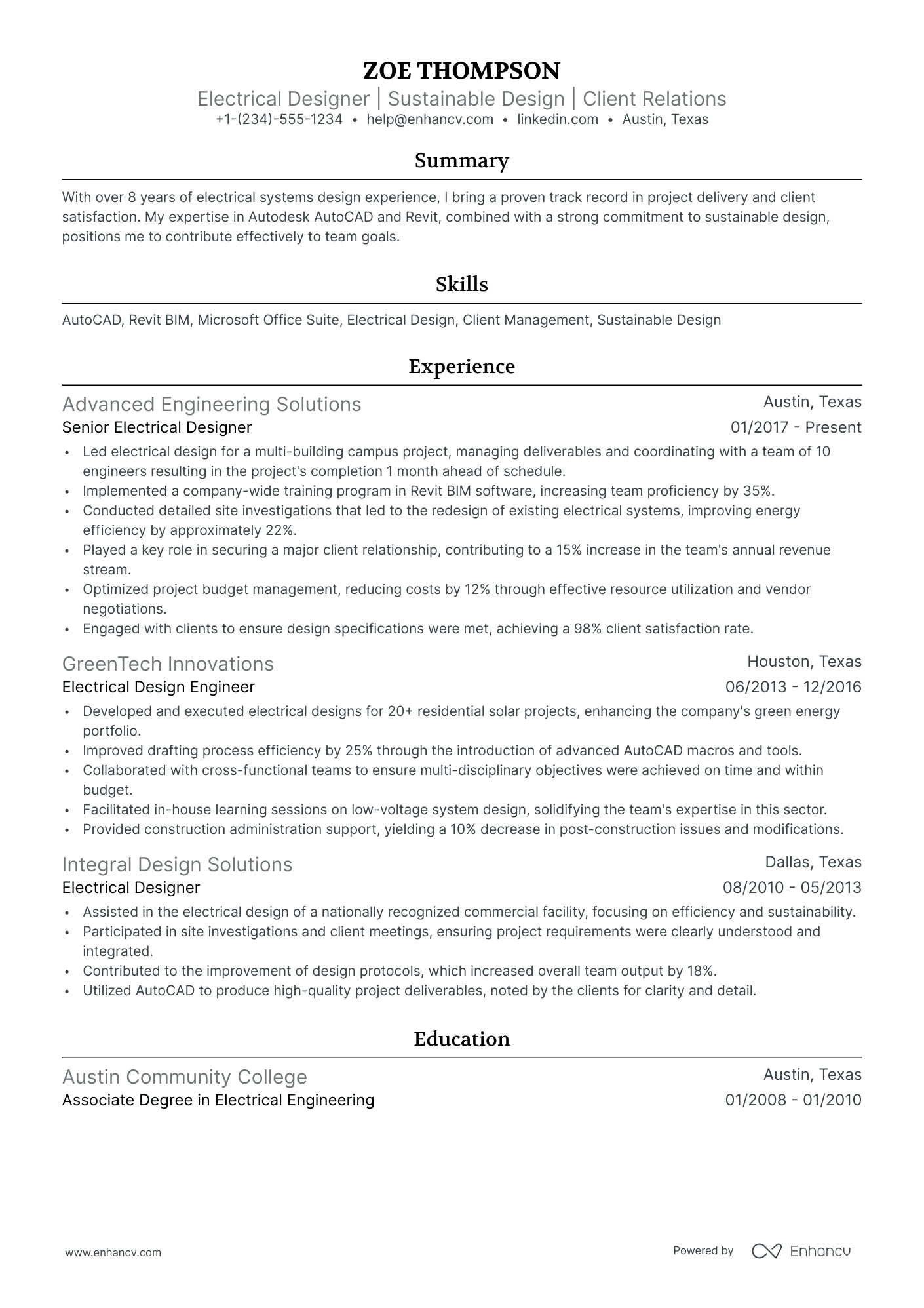 10 Electrical Designer Resume Examples & Guide for 2026