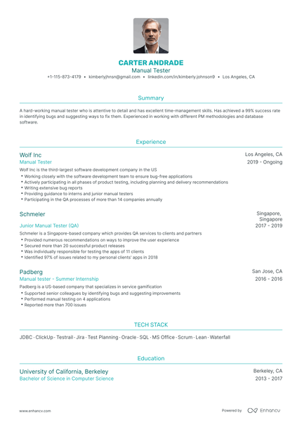 6 Manual Tester Resume Examples & Guide for 2023