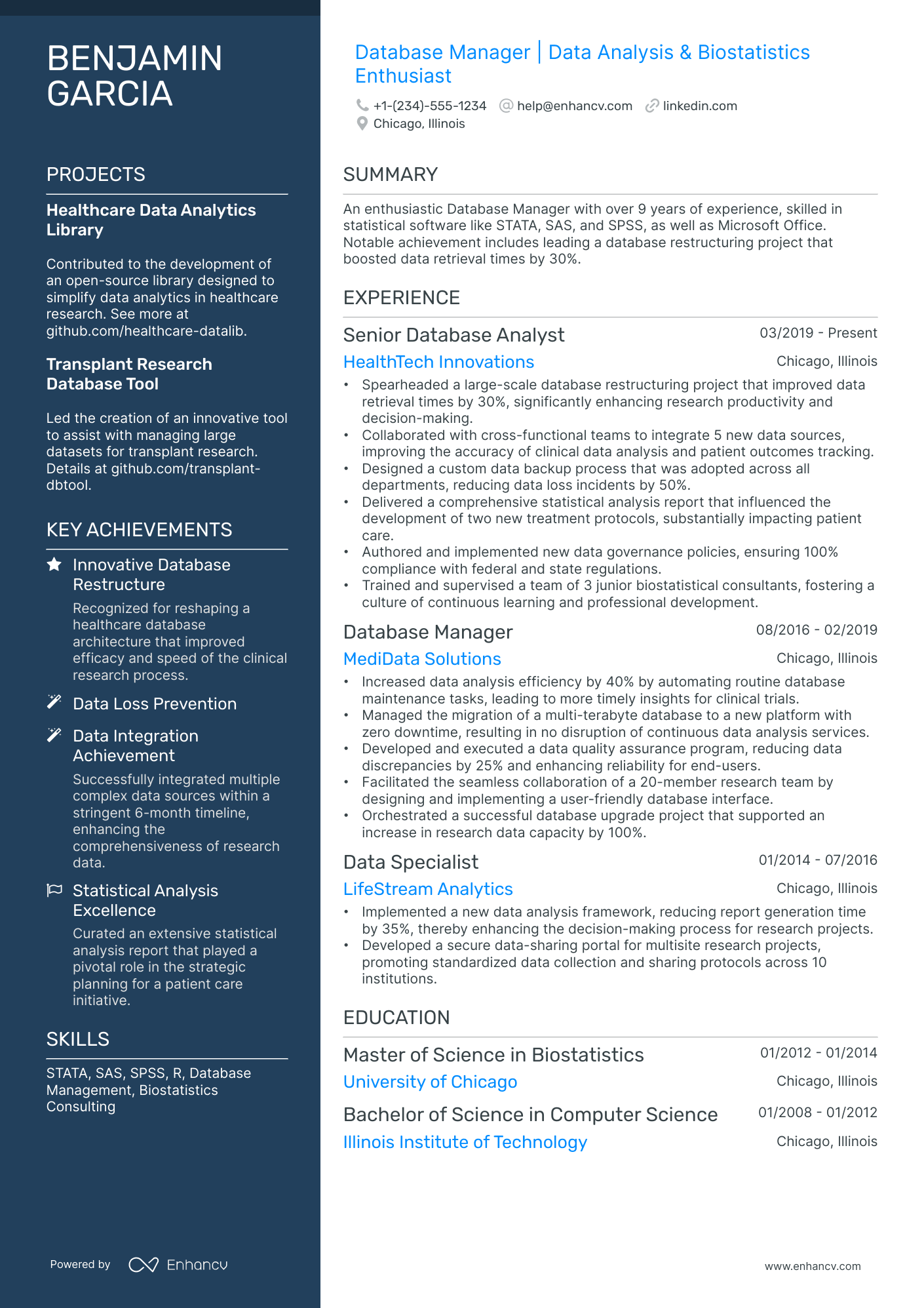 10 Database Manager Resume Examples & Guide for 2026