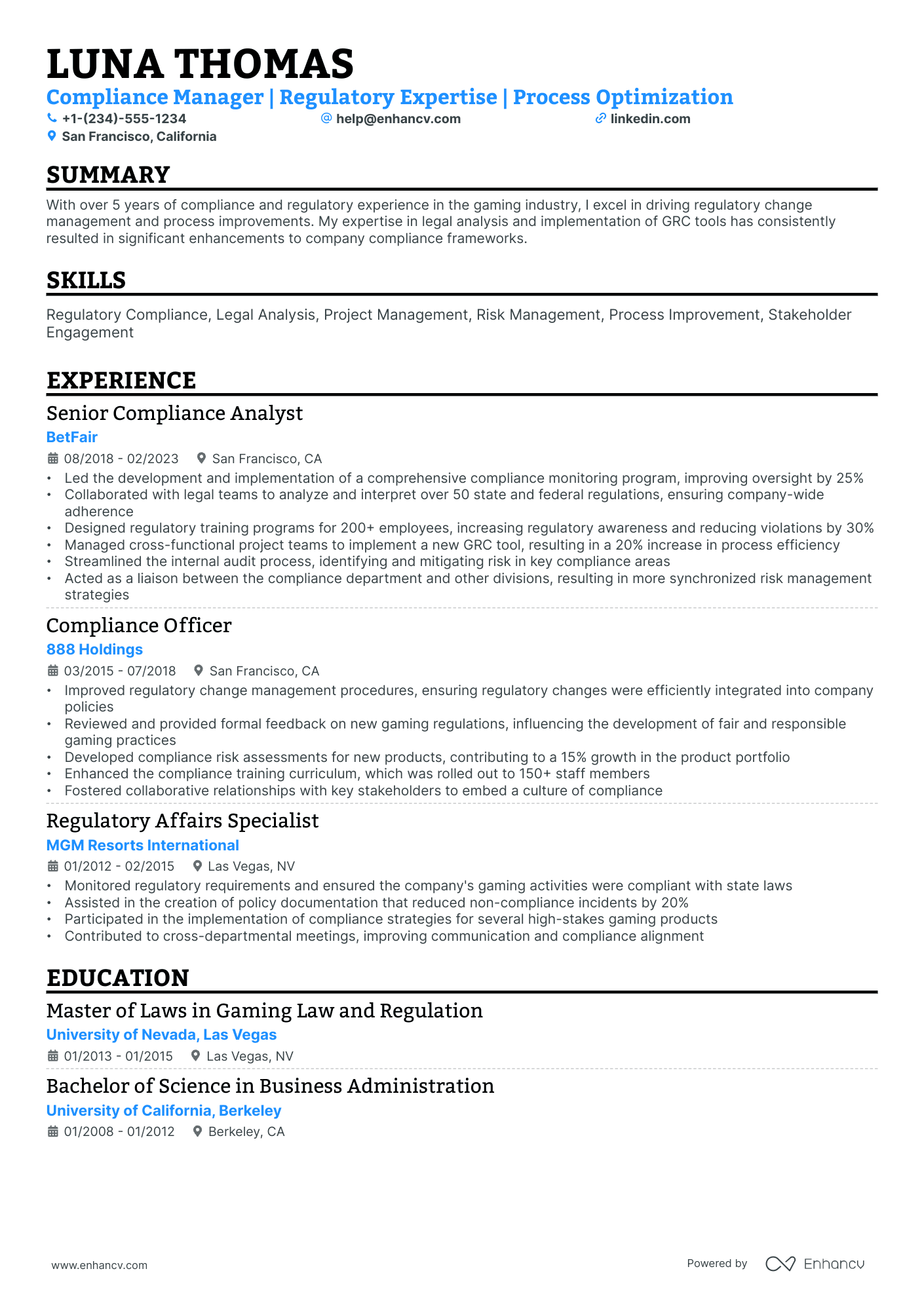 3 Compliance Manager Resume Examples & Guide for 2025