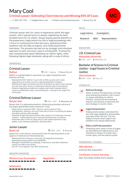 5 Criminal Lawyer Resume Examples & Guide for 2023 5 Criminal Lawyer Resume Examples & Guide for 2023