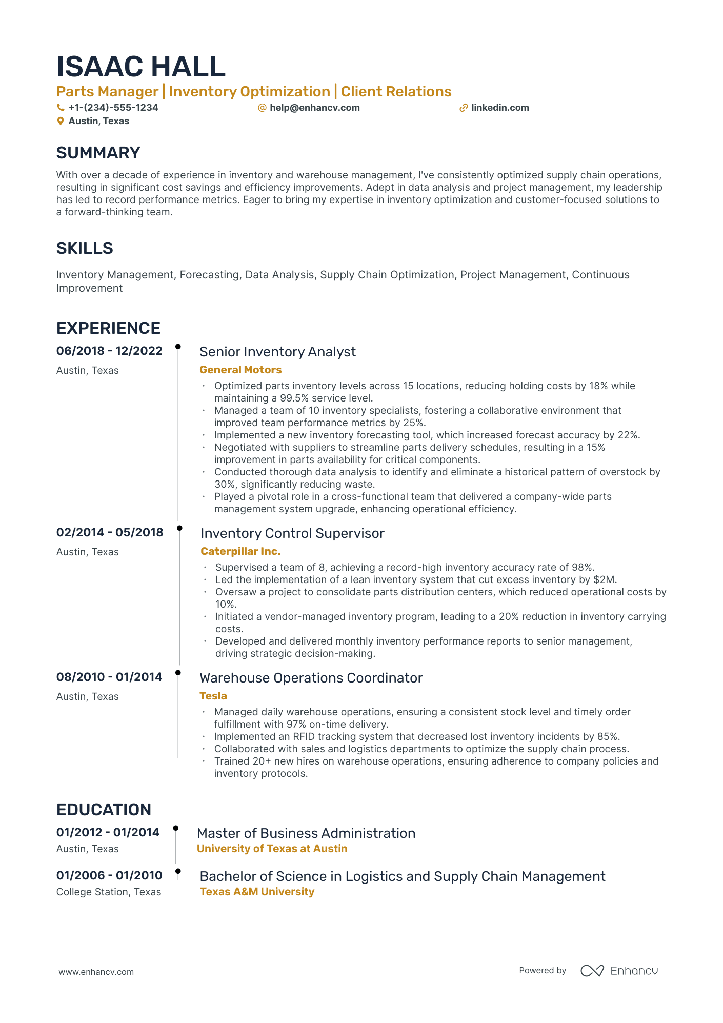 10 Parts Manager Resume Examples & Guide for 2026