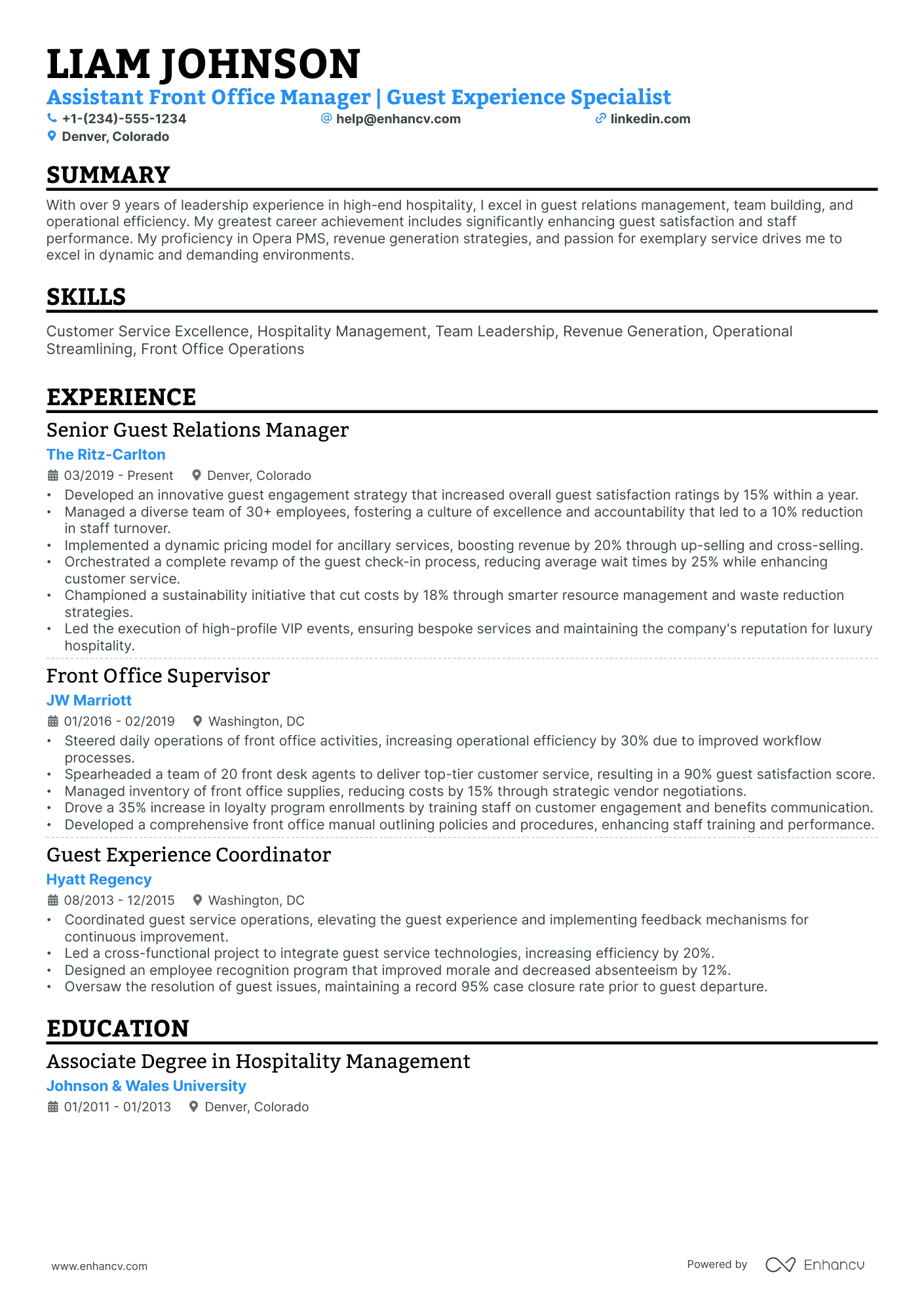 10 Assistant Front Office Manager Resume Examples & Guide for 2026