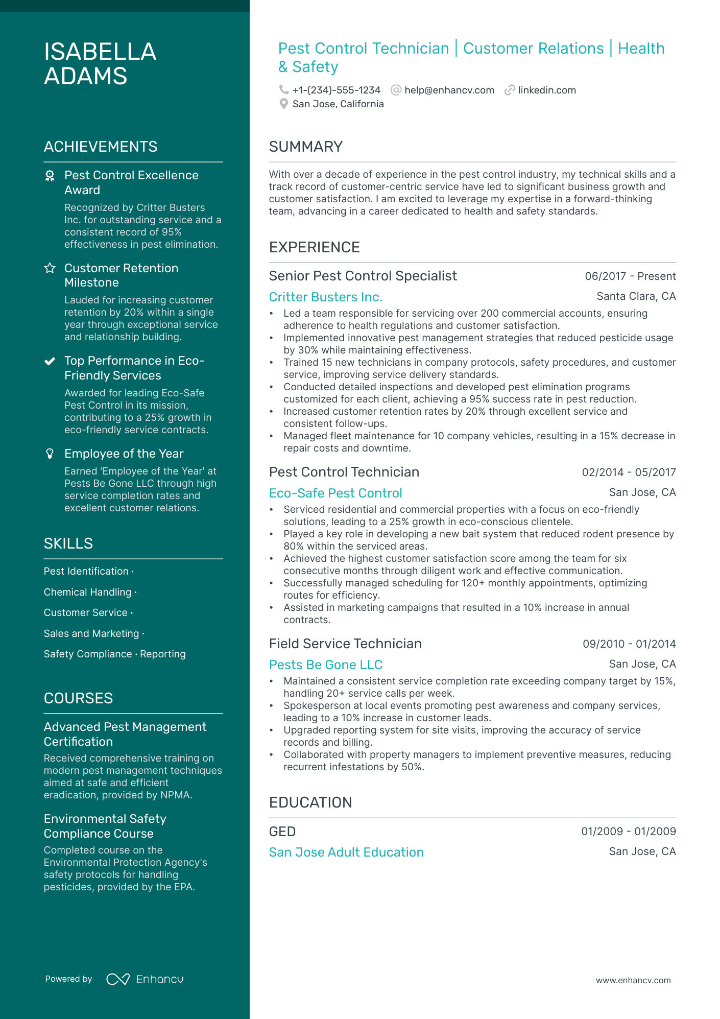 5 Pest Control Resume Examples & Guide for 2024