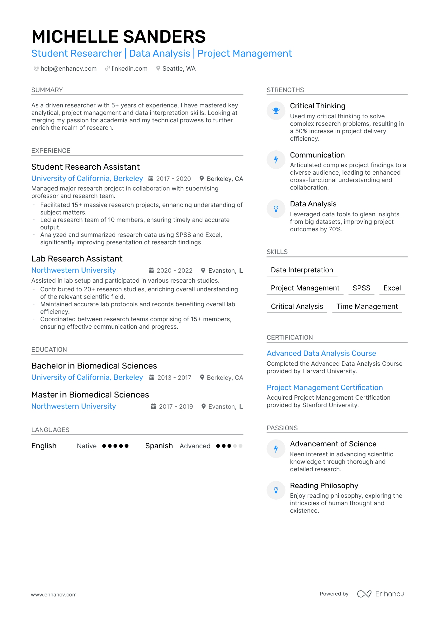 5 Student Researcher Resume Examples & Guide for 2024