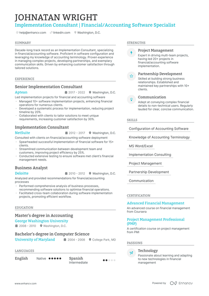 5 Implementation Consultant Resume Examples & Guide for 2024
