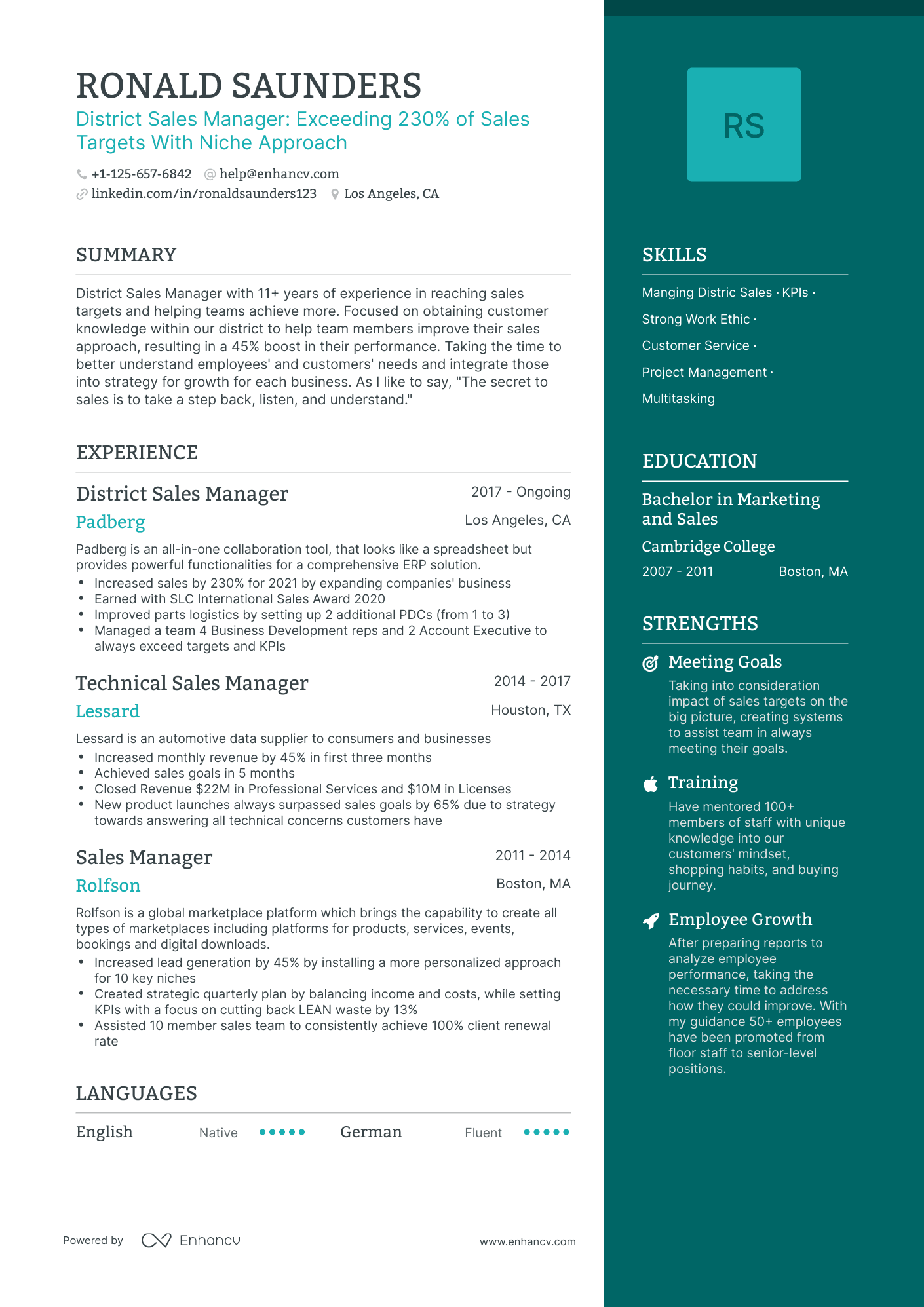 5 District Sales Manager Resume Examples & Guide for 2024