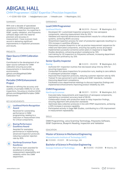 10 CMM Programmer Resume Examples & Guide for 2025