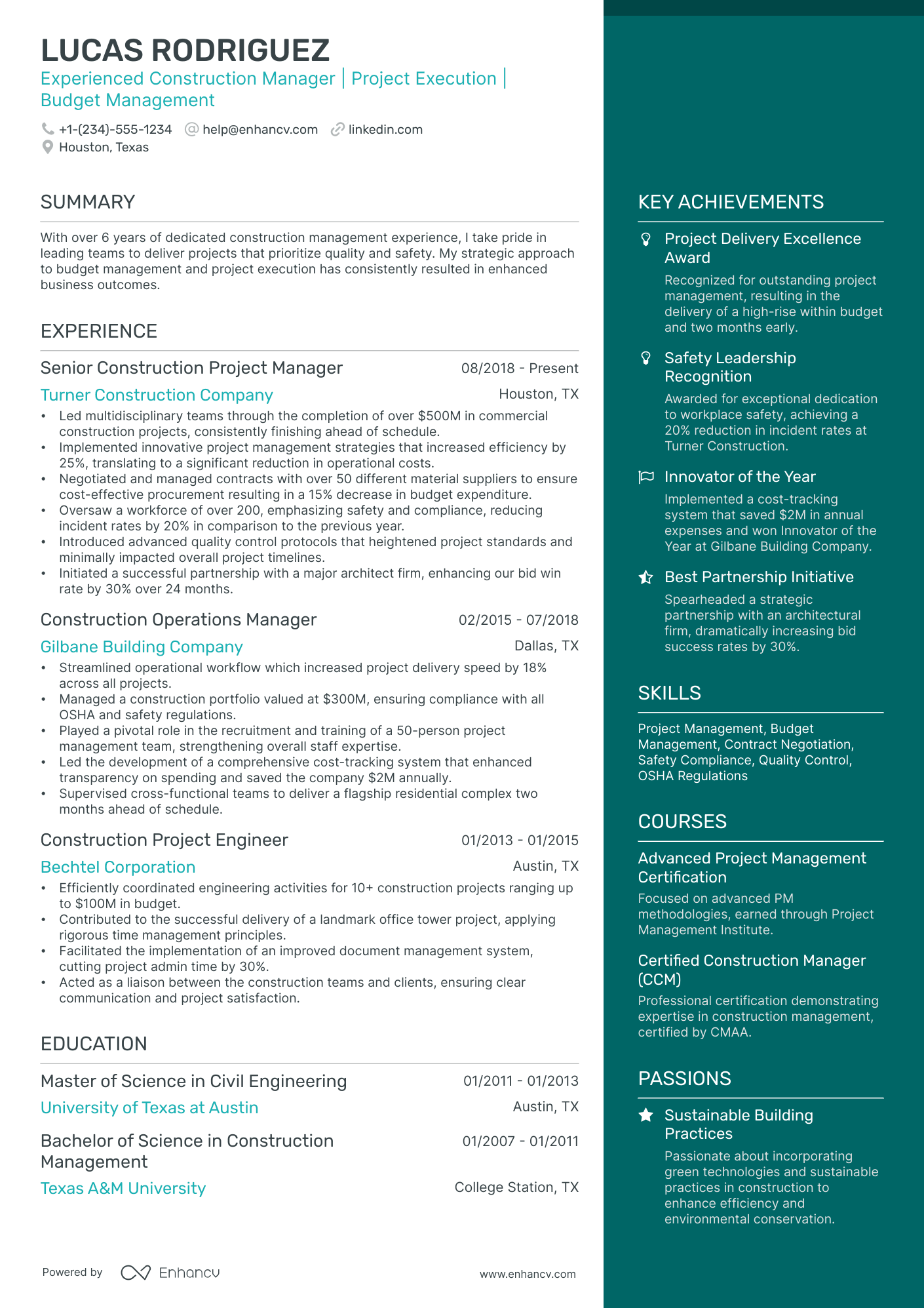 10 Construction General Manager Resume Examples & Guide for 2026