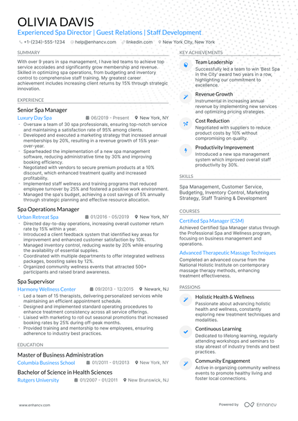 10 Spa Director Resume Examples & Guide for 2026