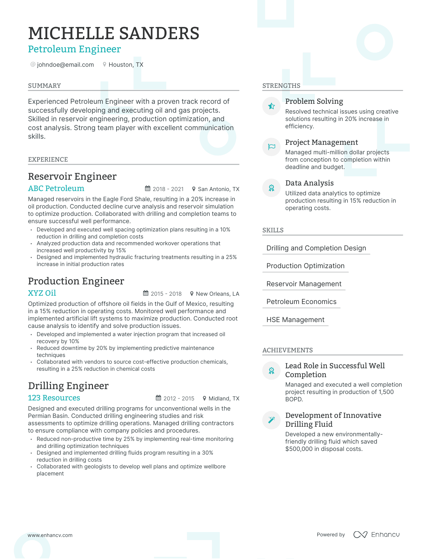 5 Petroleum Engineer Resume Examples & Guide for 2023