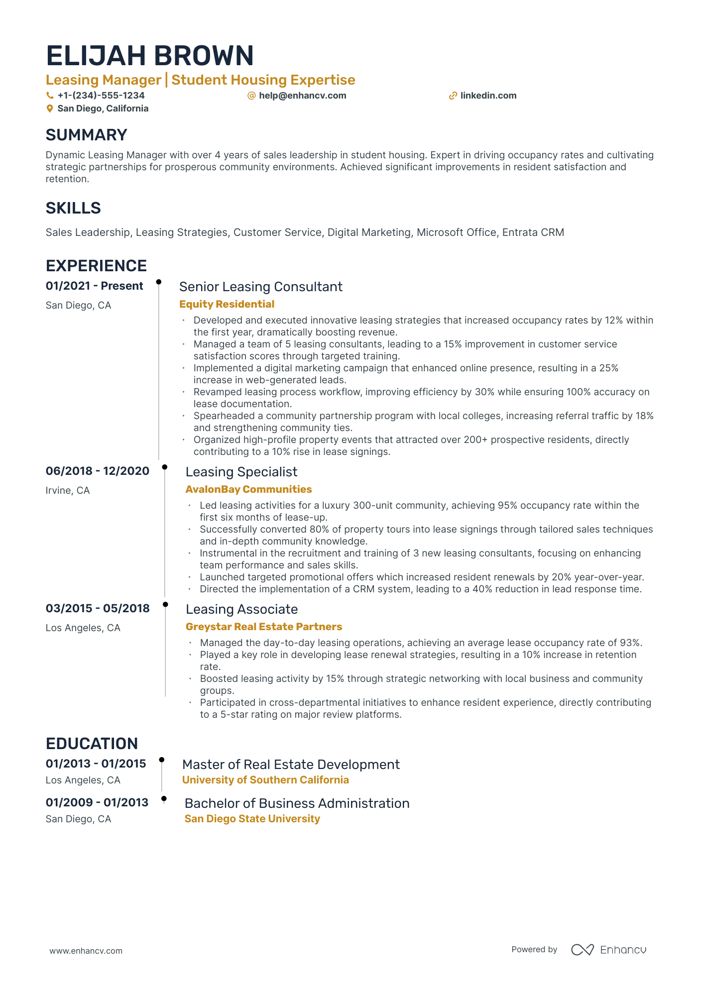 10 Leasing Manager Resume Examples & Guide for 2025