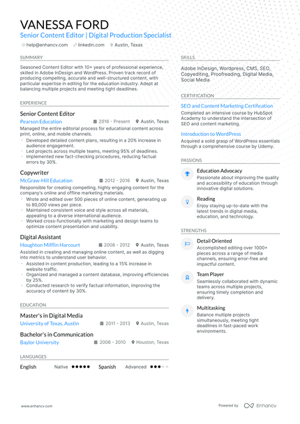 10 Content Editor Resume Examples & Guide for 2026