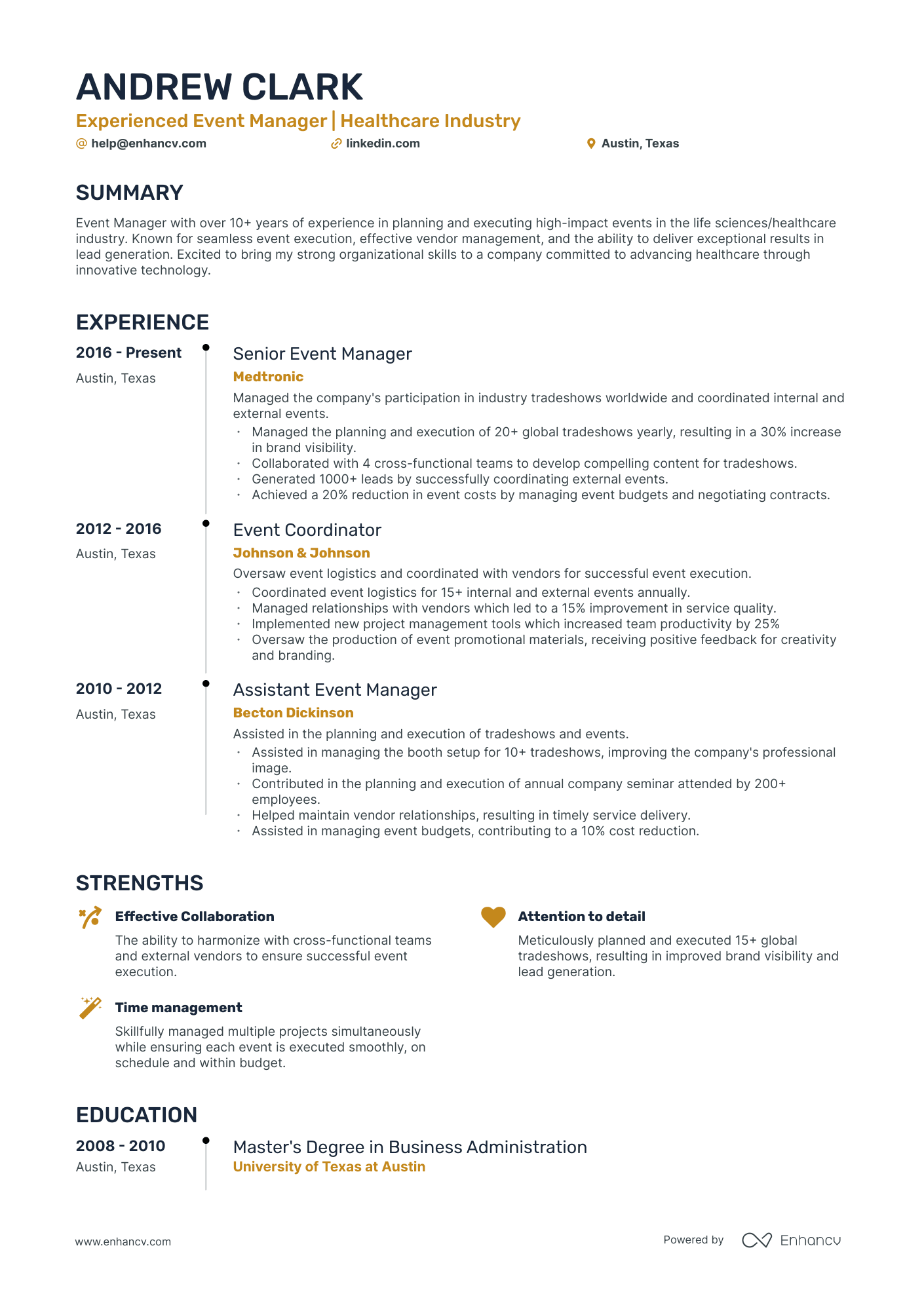 5 Events Manager Resume Examples & Guide for 2024