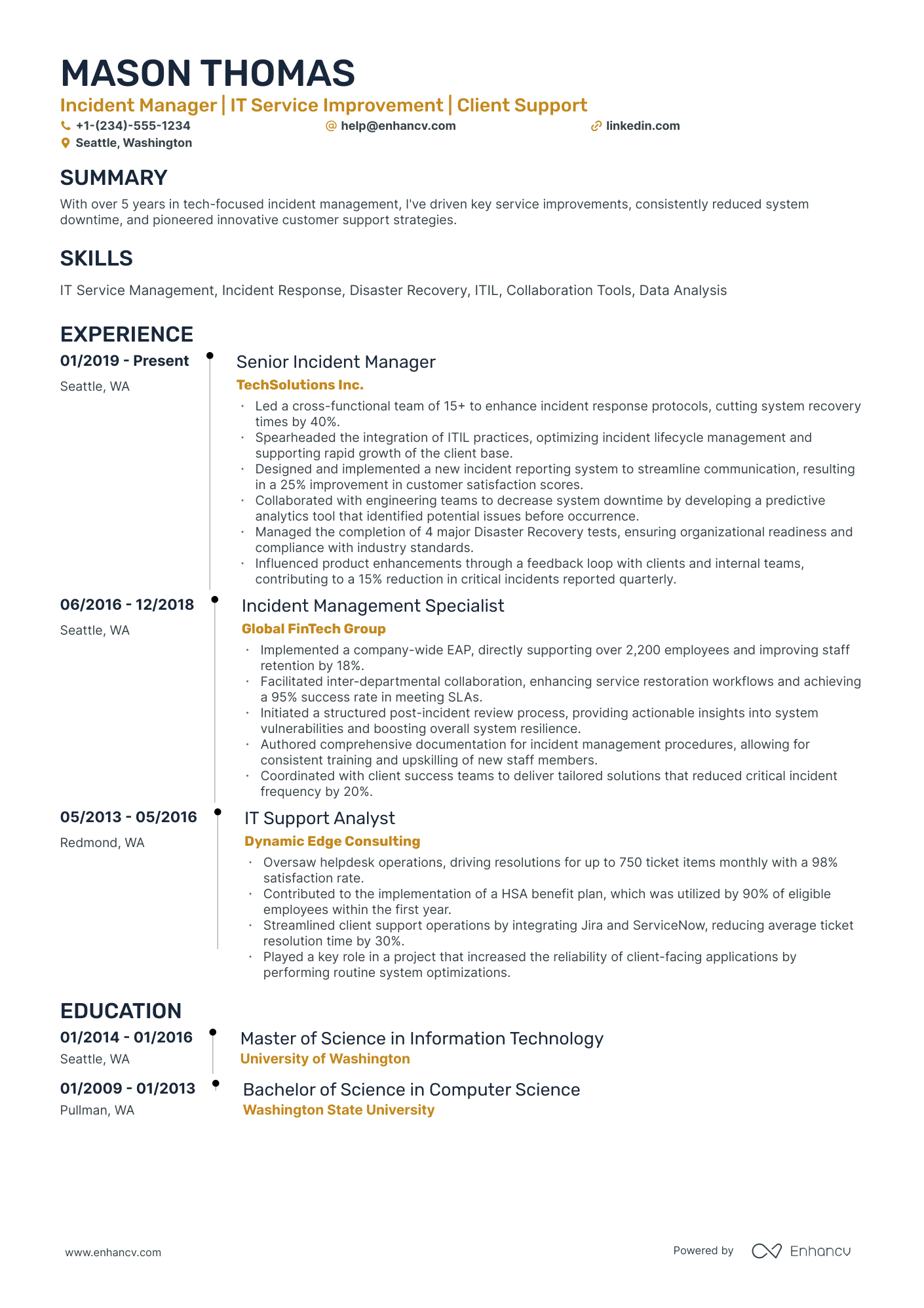 10 Incident Manager Resume Examples & Guide for 2026