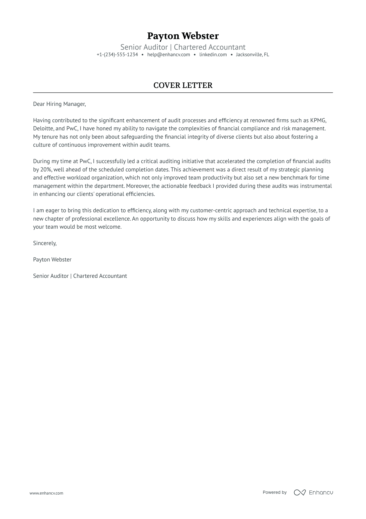 15 Professional Auditor Cover Letter Examples and Template for 2026 ...