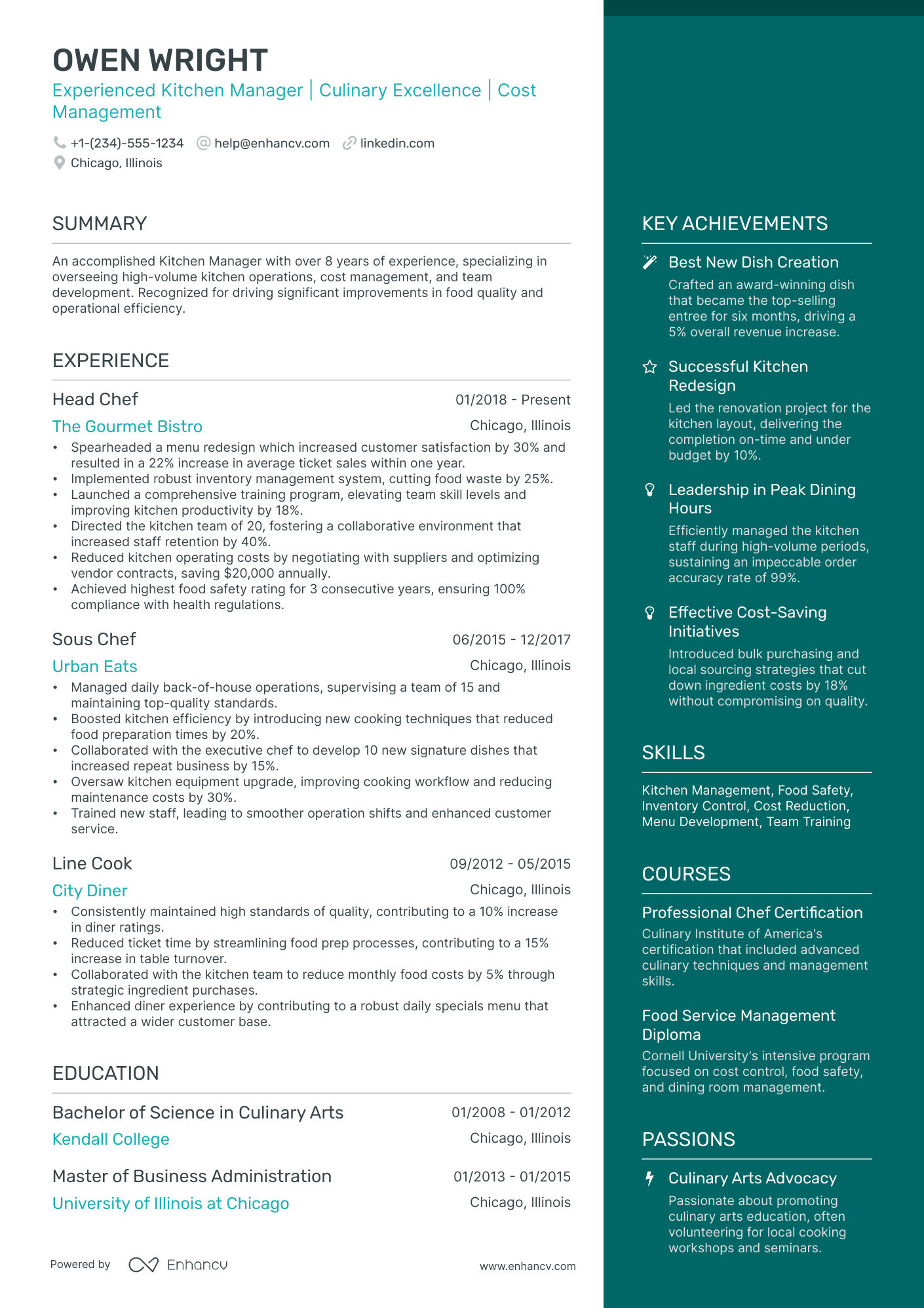 10 Kitchen Manager Resume Examples, Templates & Guide for 2026