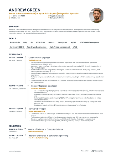 5 Ruby On Rails Developer Resume Examples & Guide for 2024