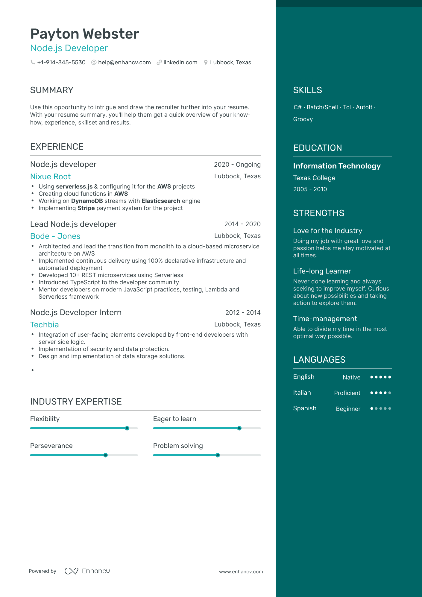 5 Node Js Developer Resume Examples & Guide for 2024