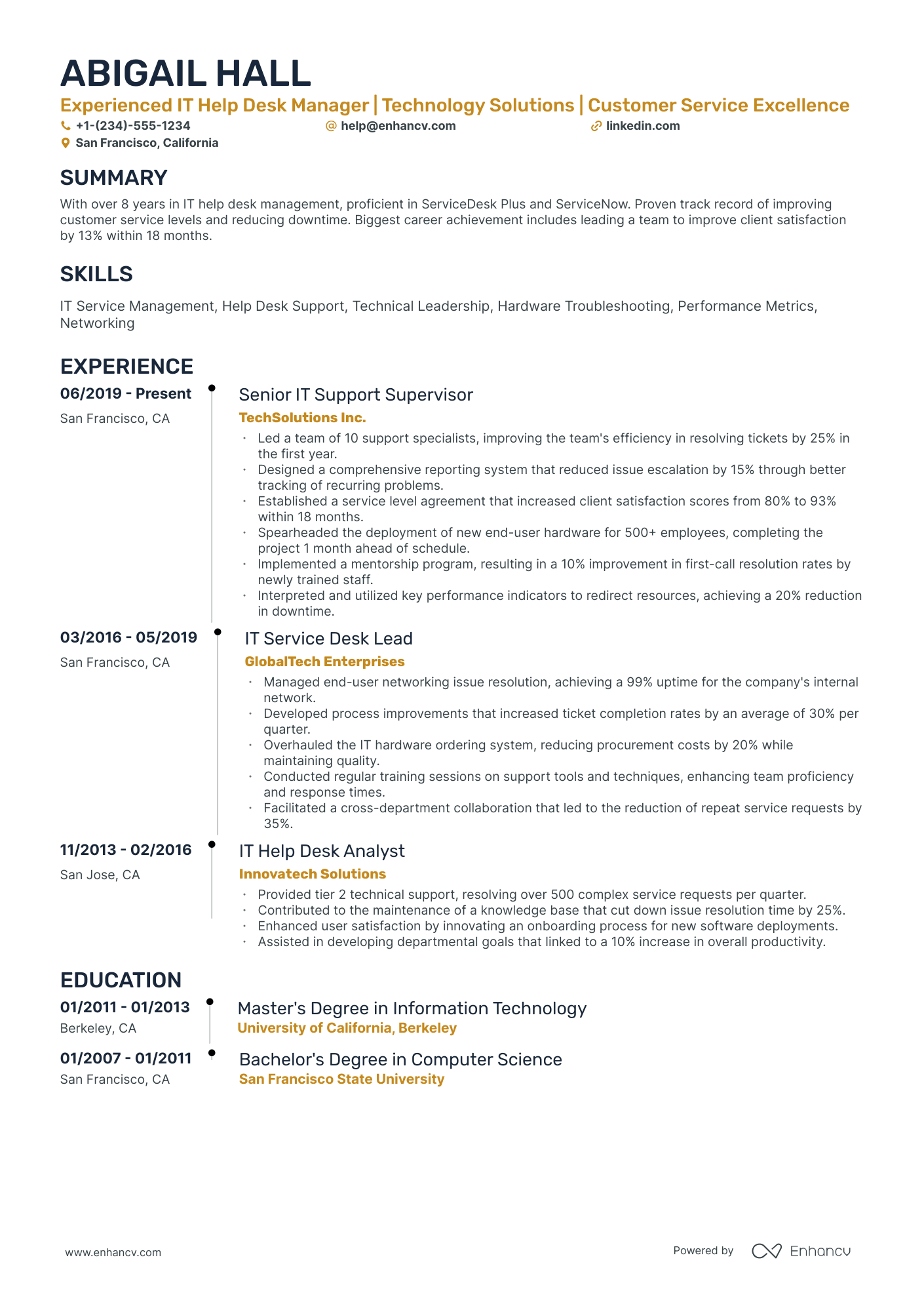 10 Help Desk Manager Resume Examples & Guide for 2025