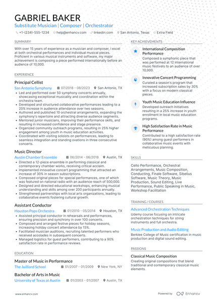21 Musician Resume Examples That Got Jobs for 2025