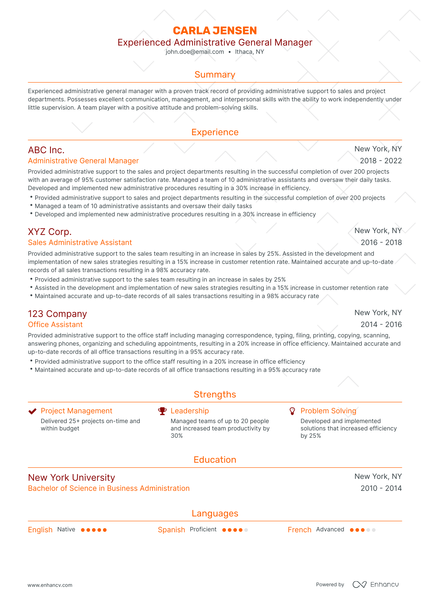5 Administrative General Manager Resume Examples & Guide for 2023