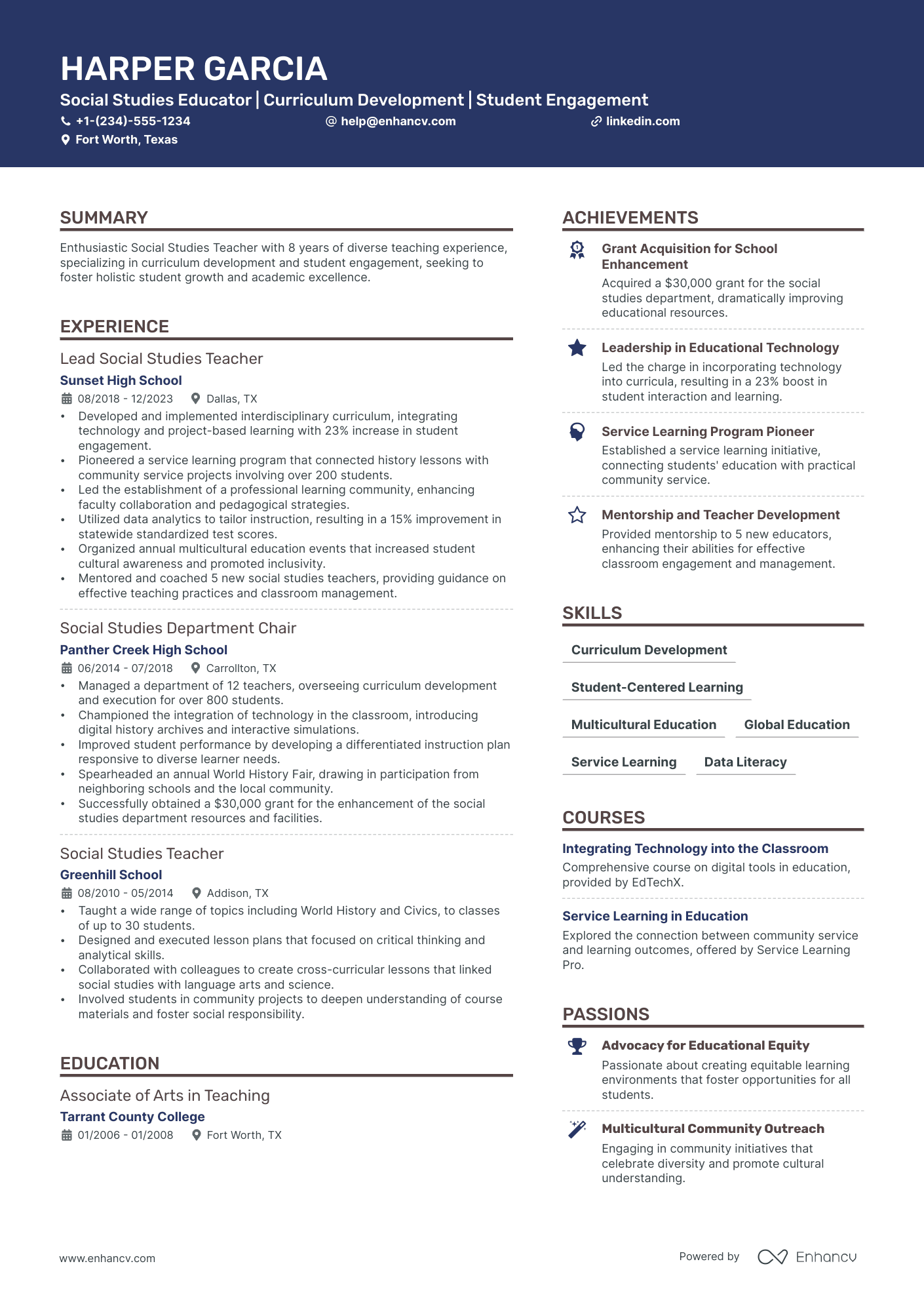 5 Social Studies Teacher Resume Examples & Guide for 2024
