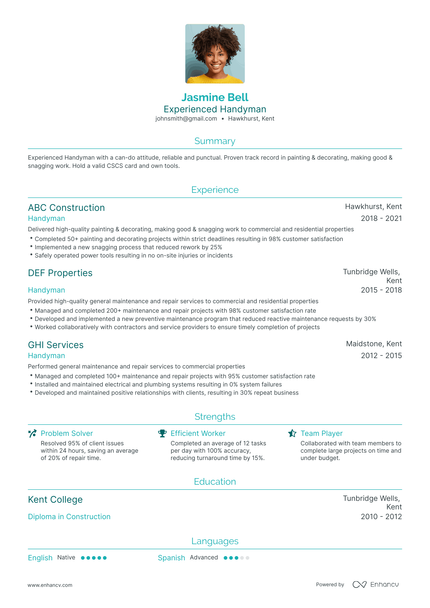 5 Handyman Resume Examples & Guide for 2024