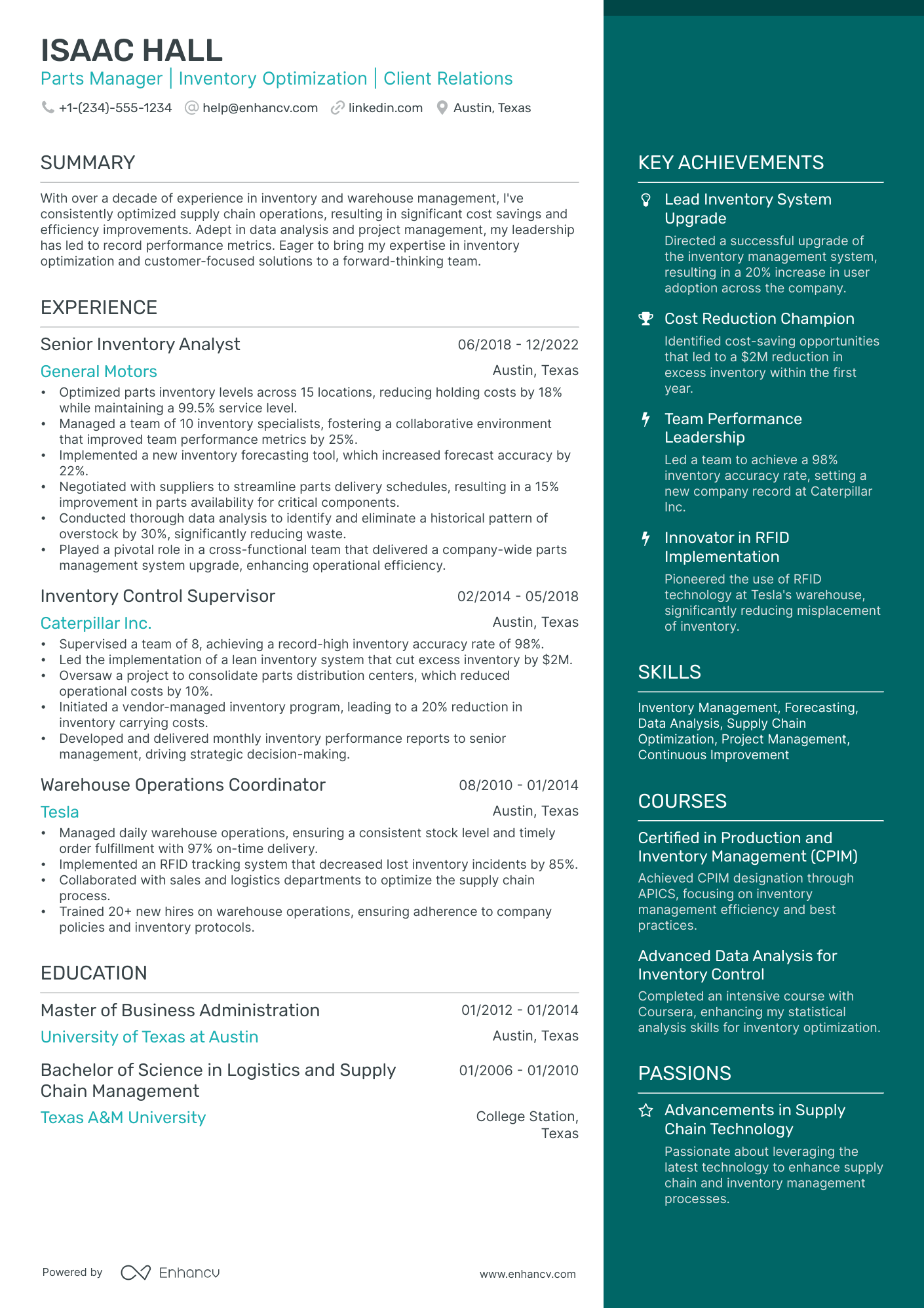 10 Parts Manager Resume Examples & Guide for 2026