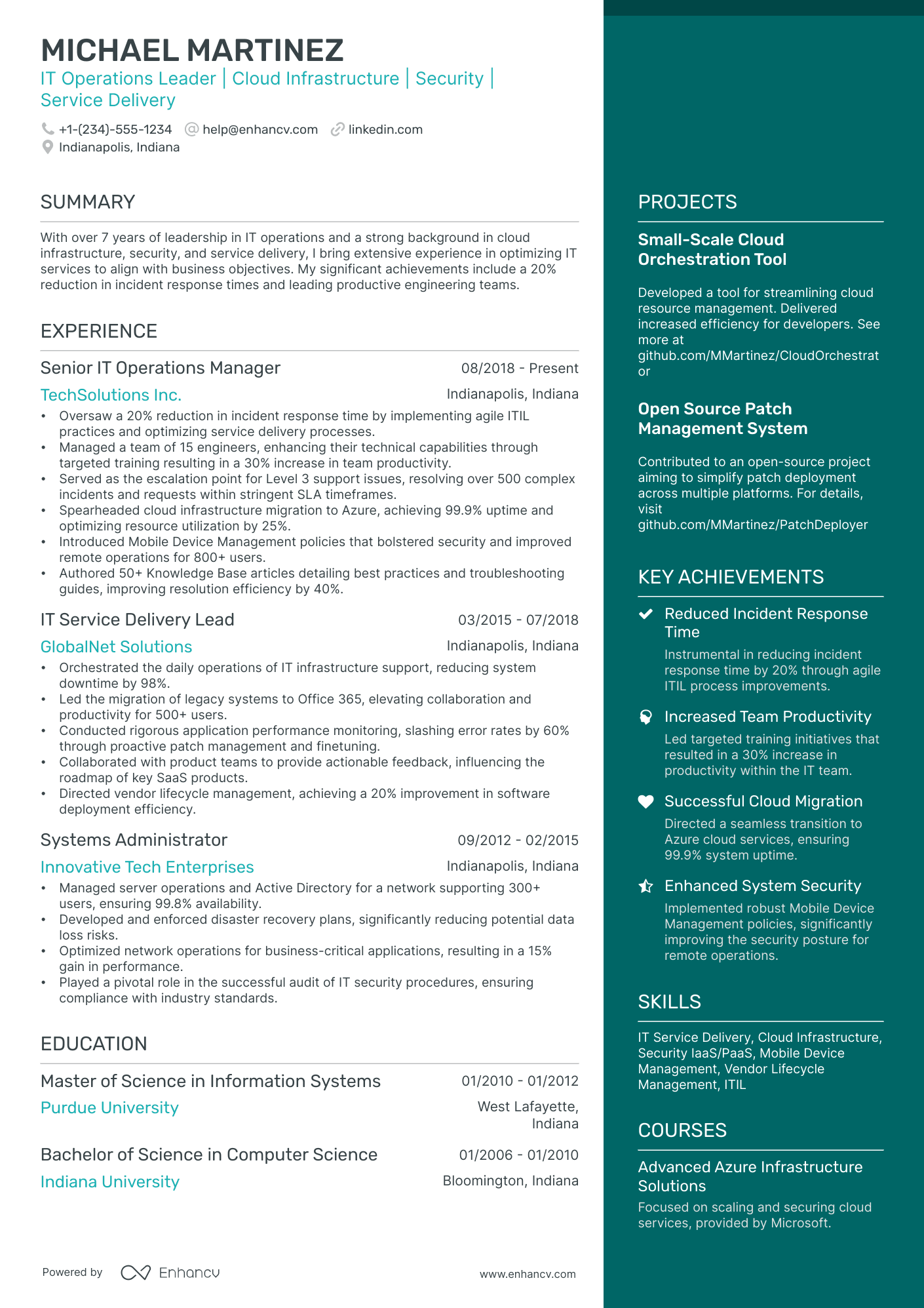 10 IT Operations Manager Resume Examples & Guide for 2025