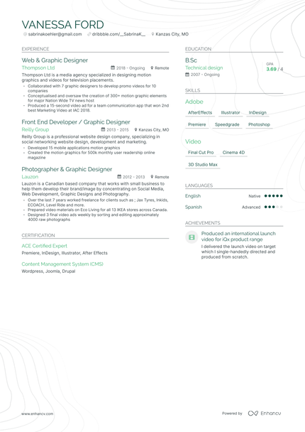 5 Motion Graphics Resume Examples & Guide for 2023