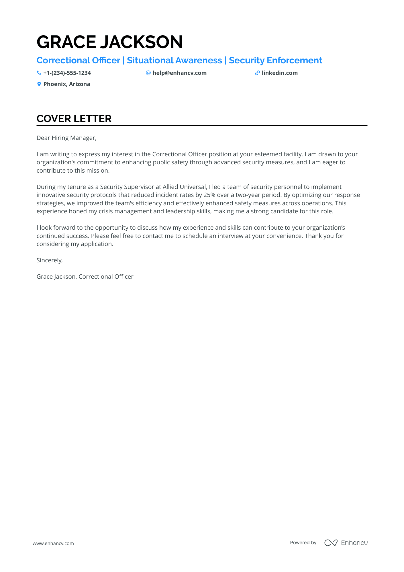 5 Professional Correctional Officer Cover Letter Examples and Template ...