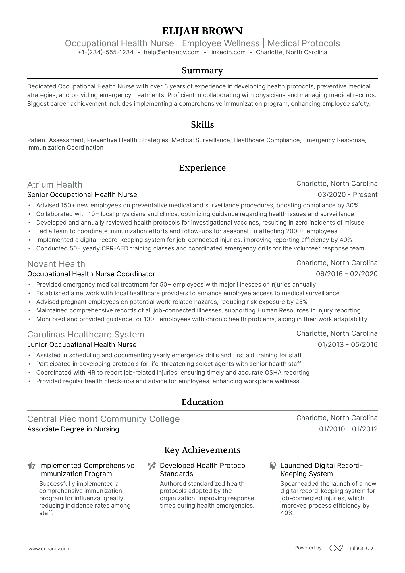 10 Occupational Health Nurse Resume Examples & Guide for 2026