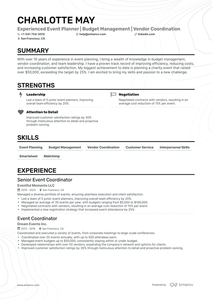 6 Event Planner Resume Examples & Guide for 2024