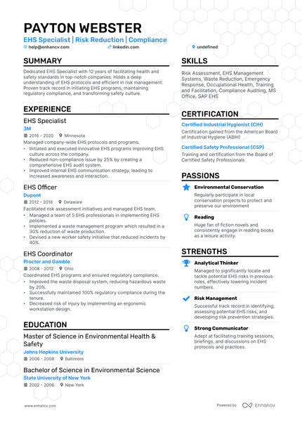 10 EHS Specialist Resume Examples & Guide for 2026