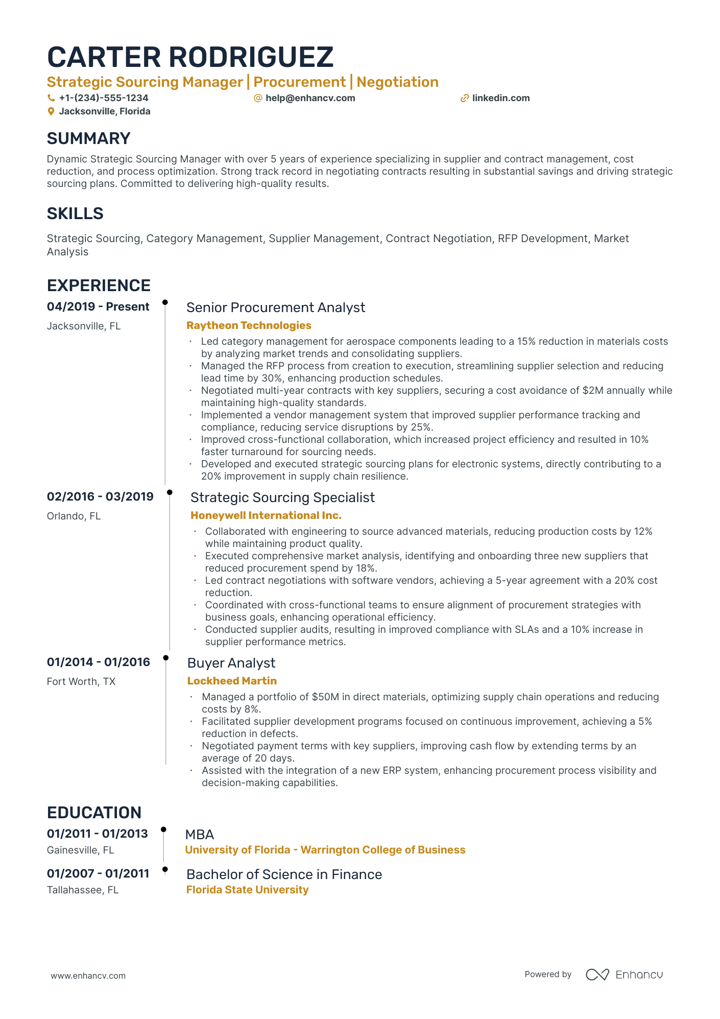 10 Strategic Sourcing Manager Resume Examples & Guide for 2025