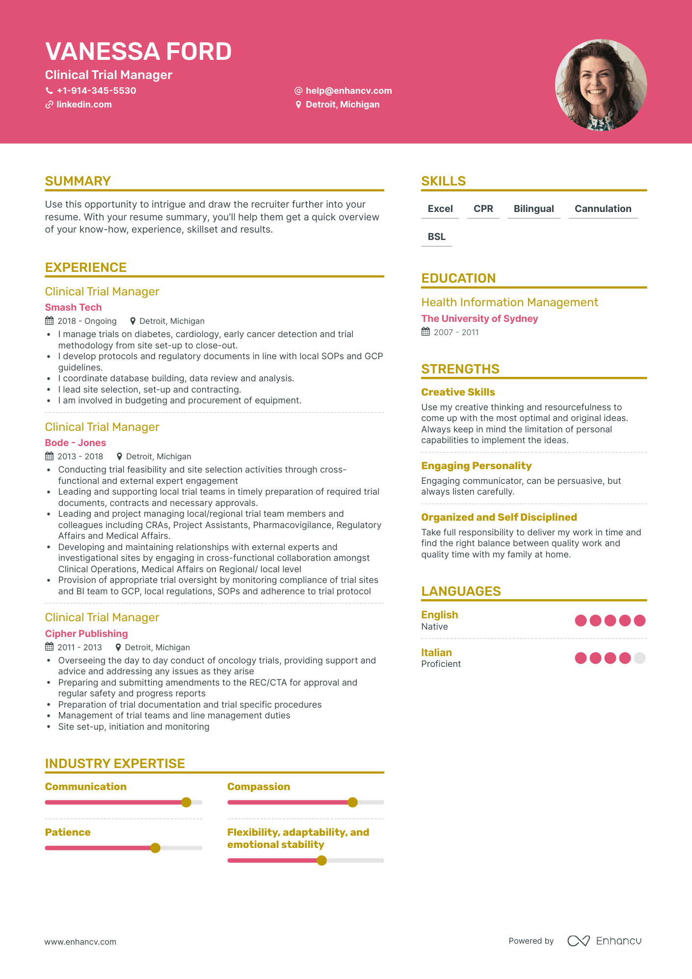 Clinical Trial Manager Resume Examples & Guide for 2023 (Layout, Skills ...
