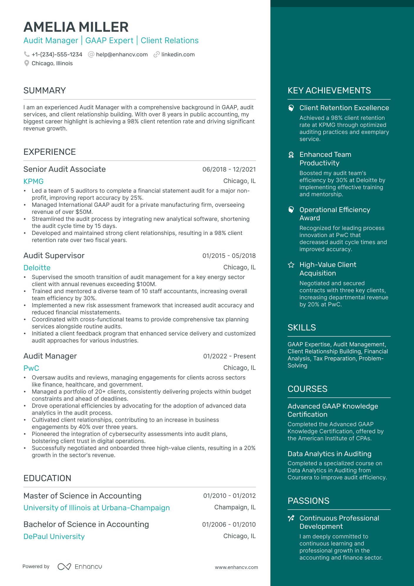 10 Audit Manager Resume Examples & Guide for 2026